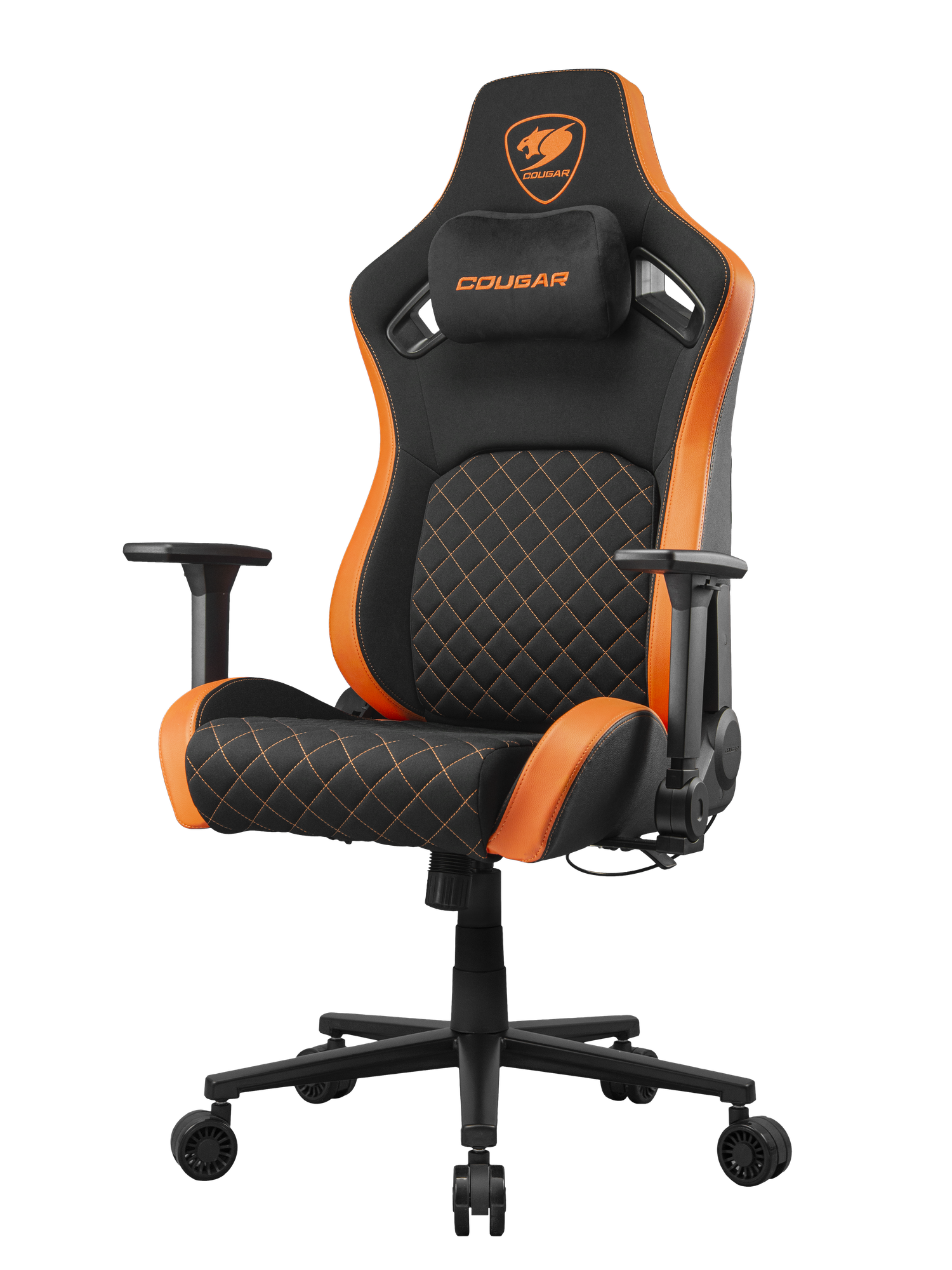 Кресло компьютерное игровое COUGAR Defensor F, ткань, черный/оранжевый