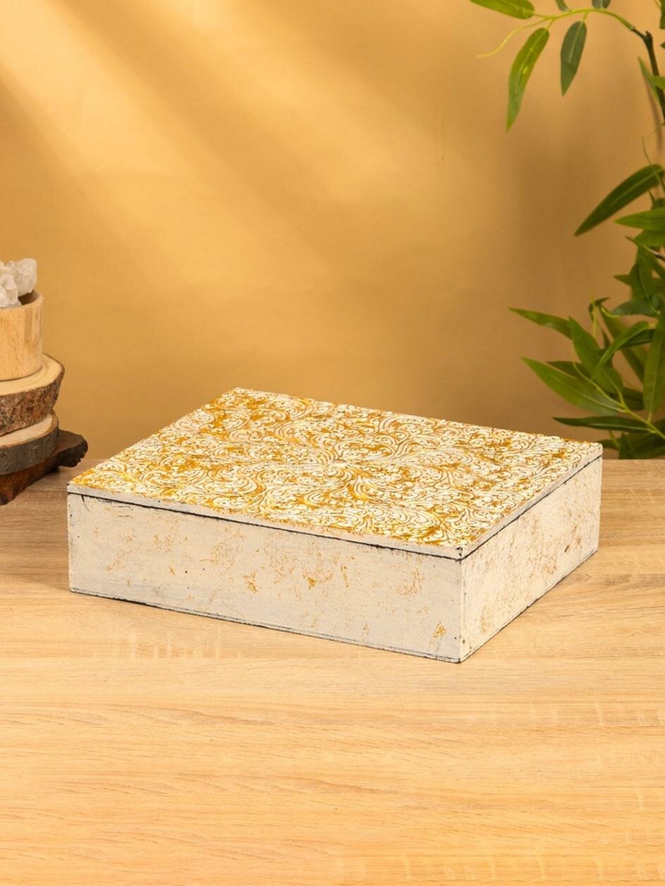 Шкатулка "Узор", МДФ, универсальная, размер 30 х 25 х 8 см, белый