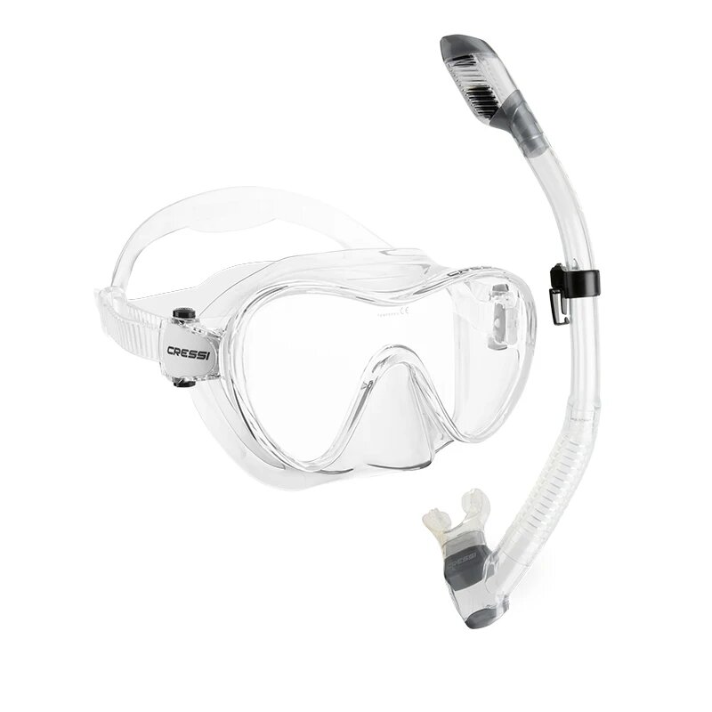 CRESSI F1+DRY Snorkeling set для взрослых Белый, Clear