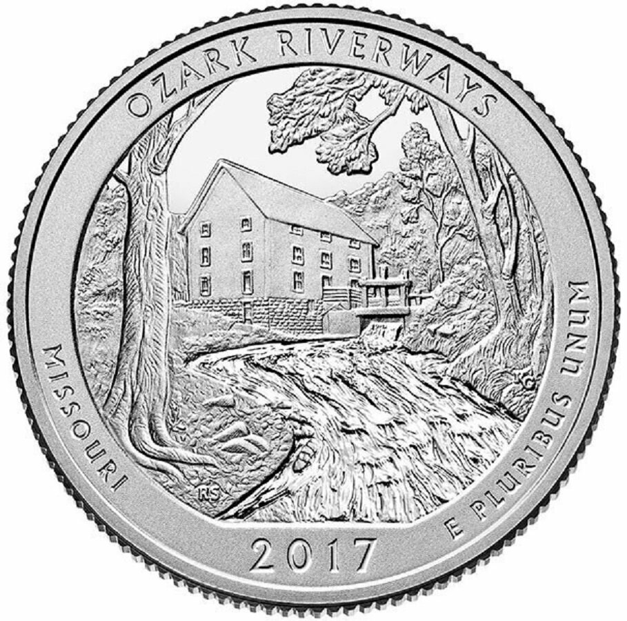Монета номиналом 25 центов США, Миссури, 5 июня 2017 г. Состояние UNC (25С-095)