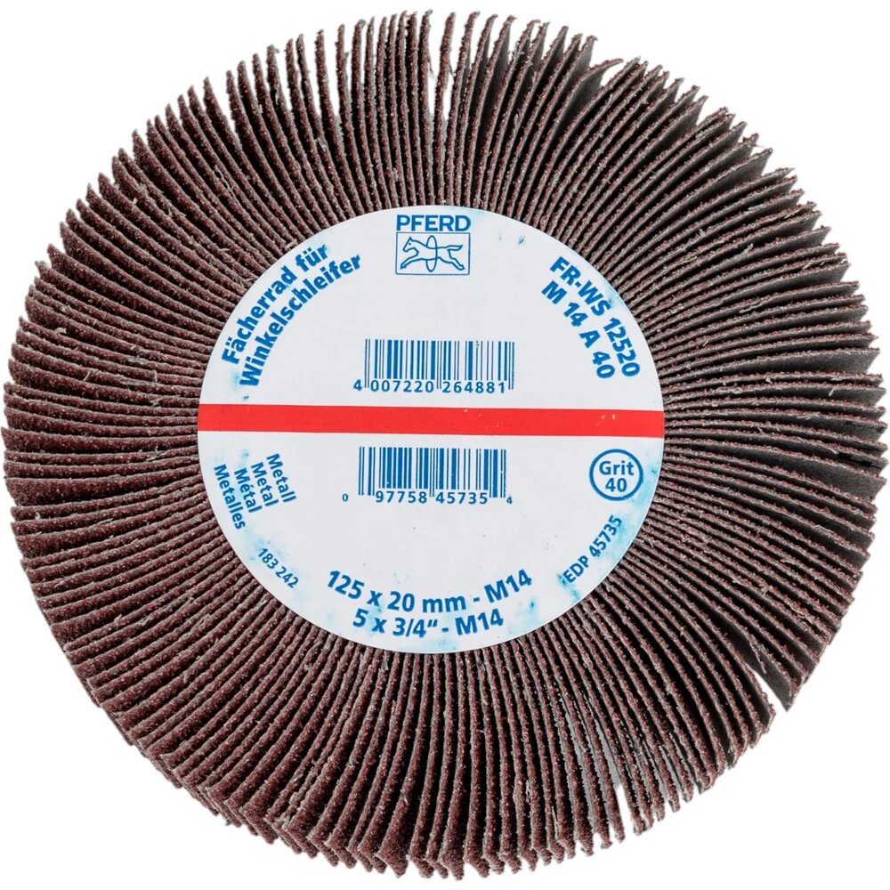 Круг шлифовальный лепестковый торцевой PFERD FR WS 12520G 40 M14 (752418) 44782504 для металла с тканевой основой