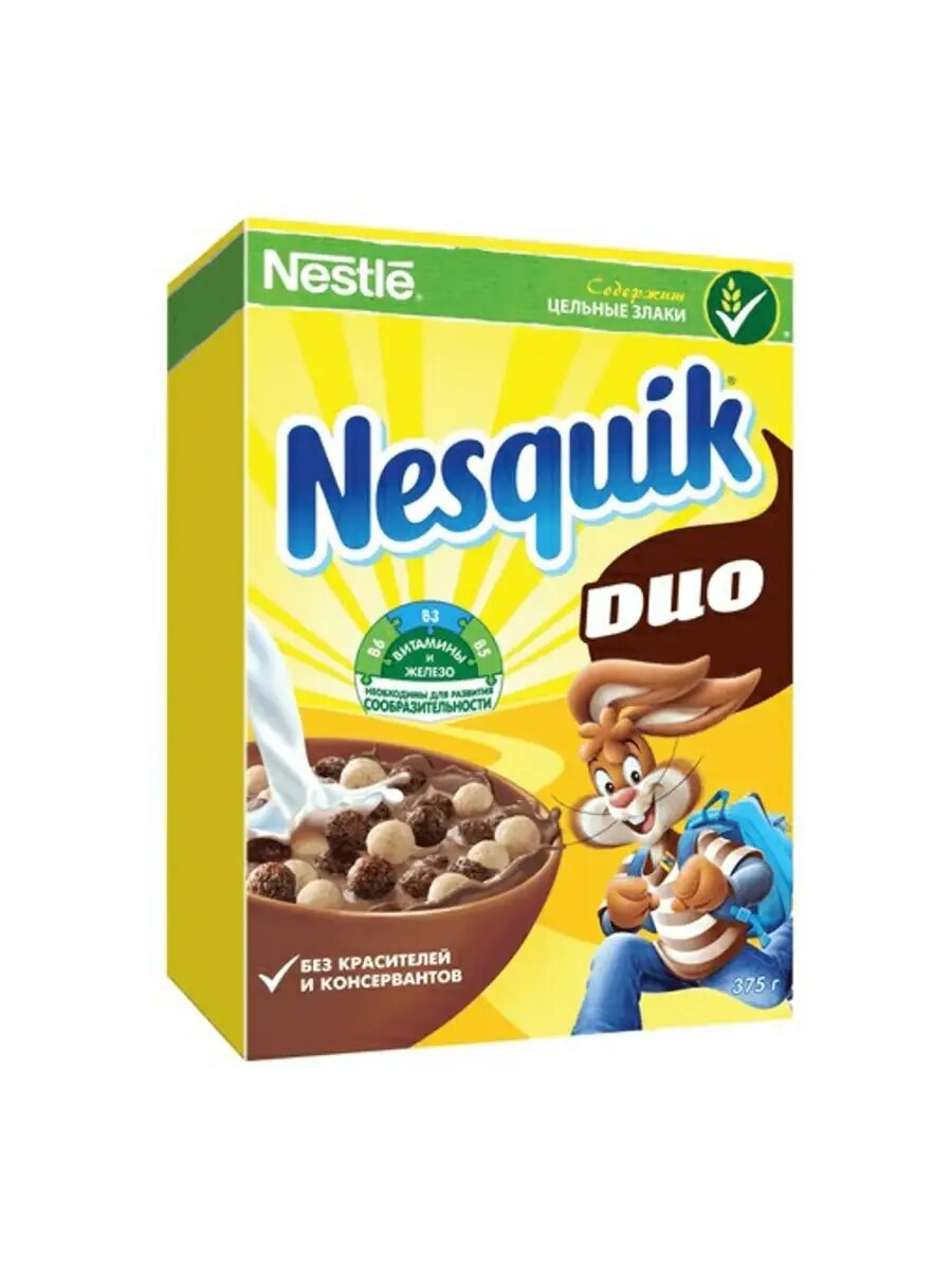 Сухой завтрак Nesquik Duo шоколадный 375 г