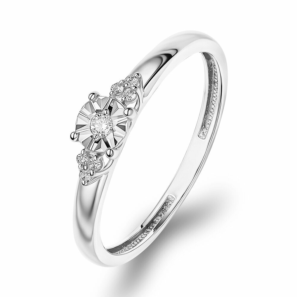 Кольцо помолвочное, белое золото, 585 проба, родирование, бриллиант