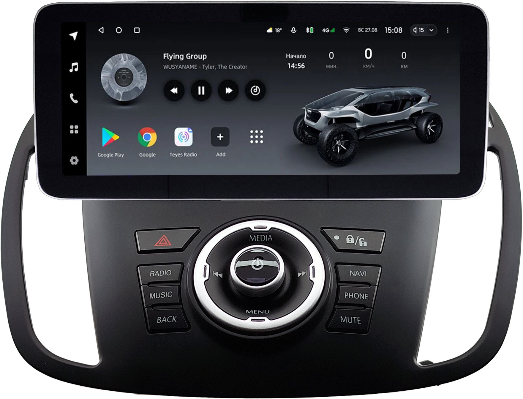 Штатная магнитола Ford Kuga 2 2012-2019 12.3 дюйма Teyes LUX ONE (Round Corner) 6/128 RM-0776 Android 10 (4G-SIM, 6/128, DSP, QLed) Mercedes Style