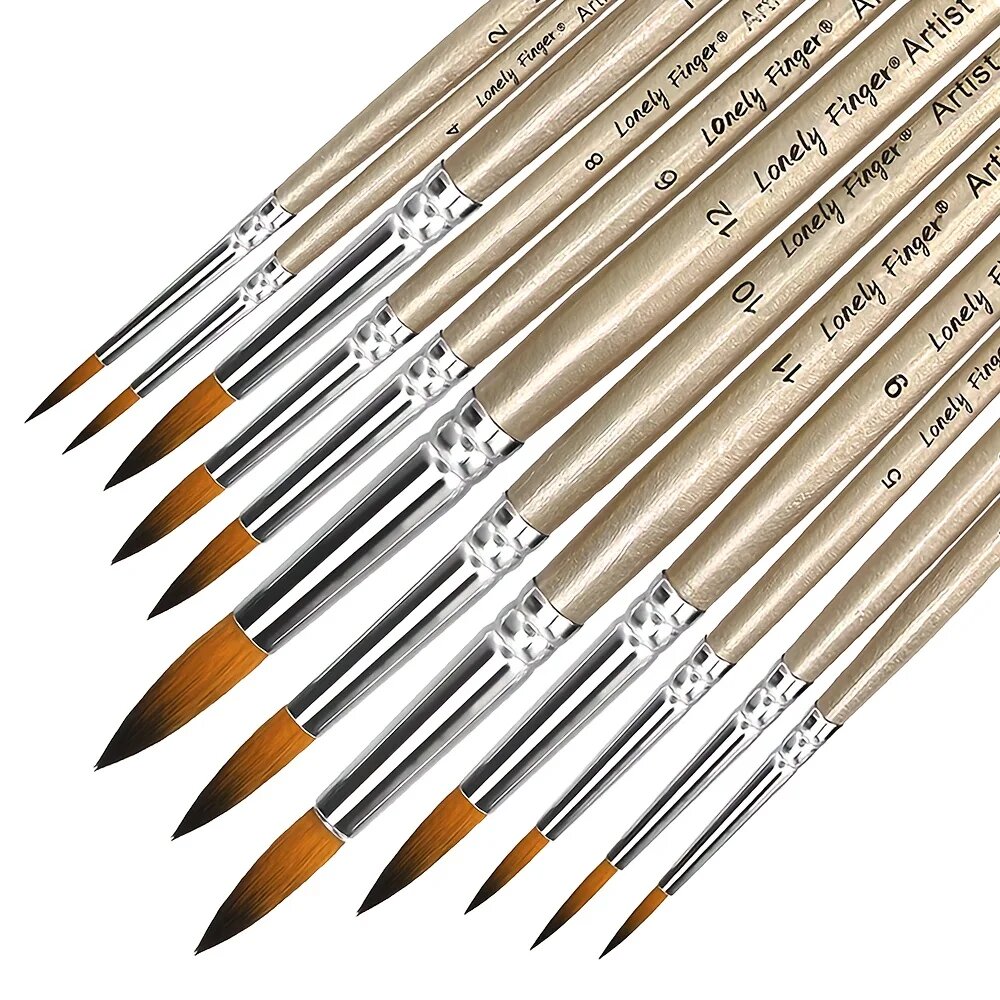 Кисти нейлоновые круглые Golden Round, 12 шт