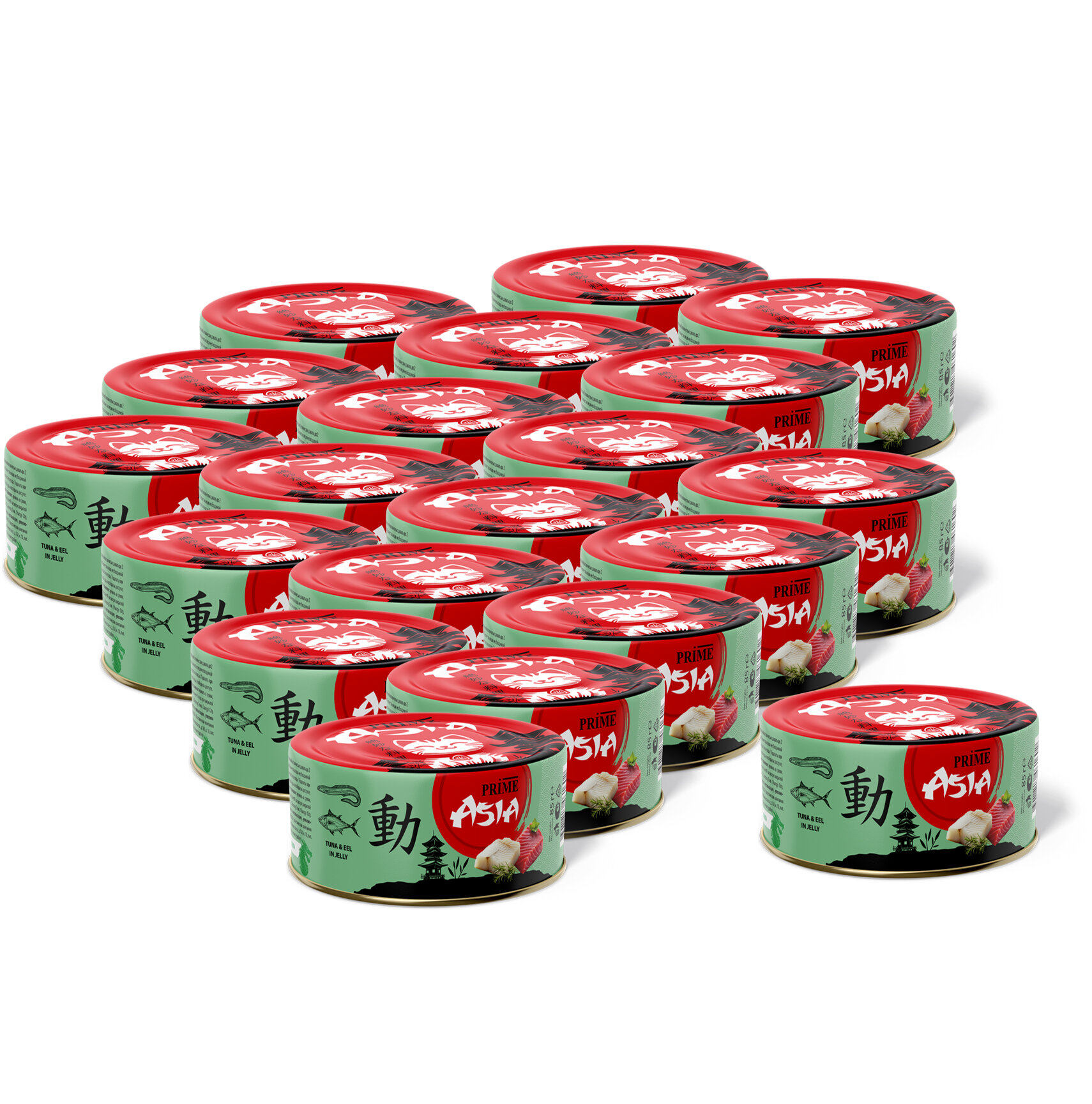 PRIME ASIA ж/б Тунец с угрем в желе, для кошек 85г x 20 шт.
