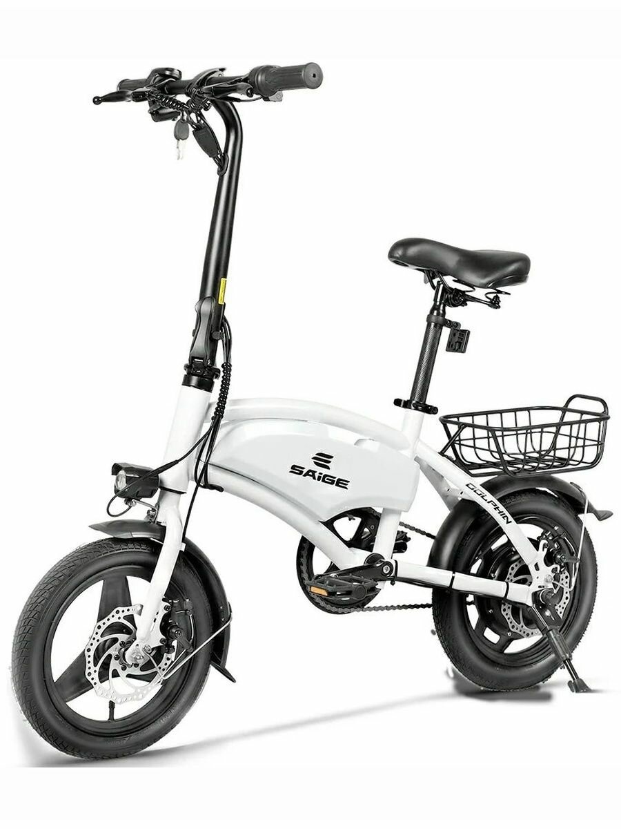 Электровелосипед Saige Dolphin (36V/7.8Ah) - Белый, складной руль