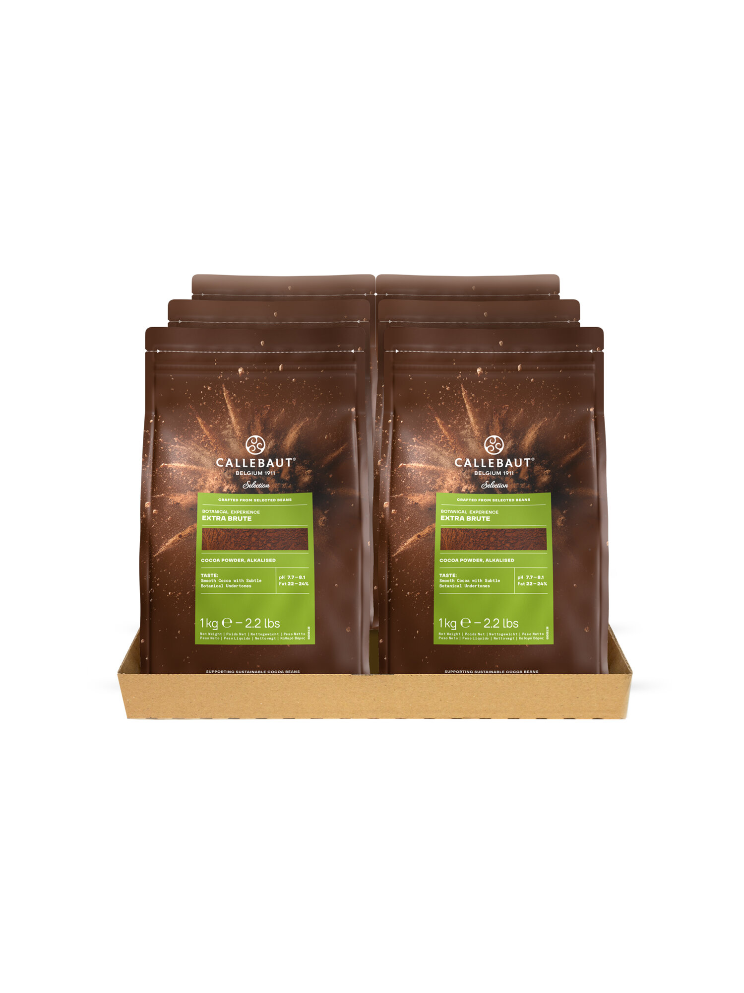 Какао порошок EXTRA BRUTE Callebaut 22-24% (6*1 кг) заводская коробка