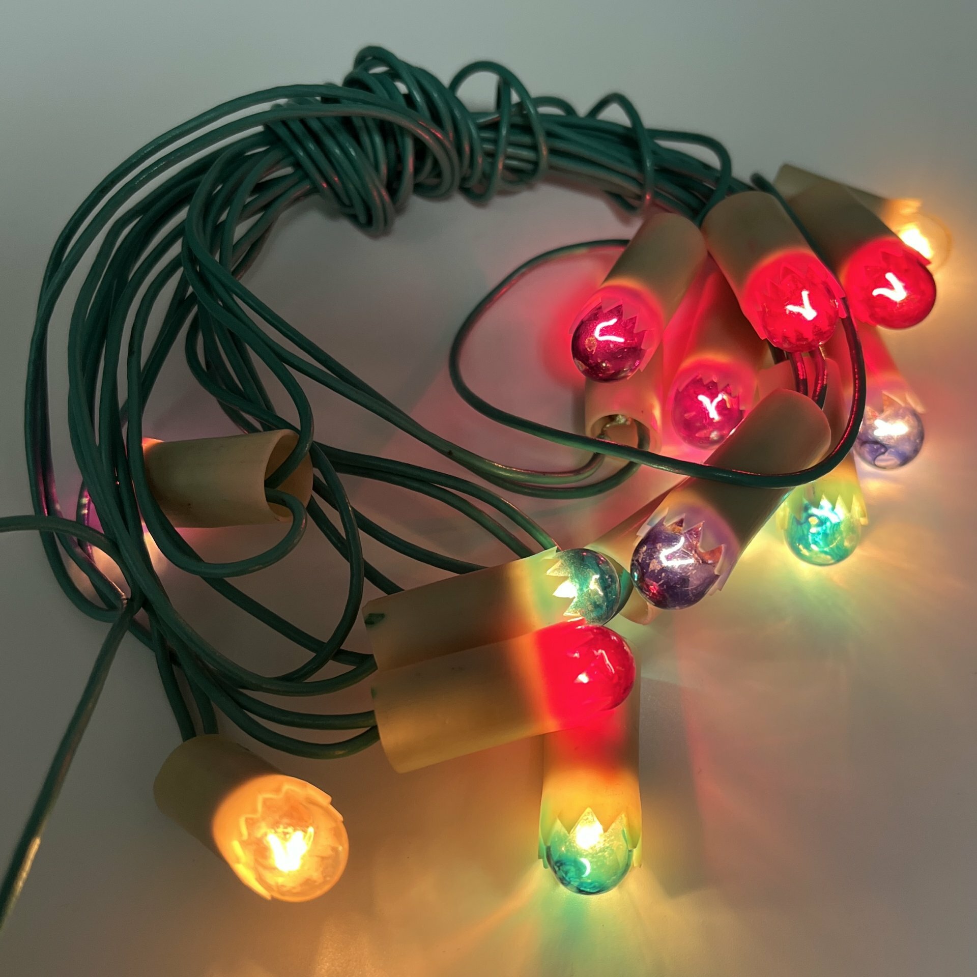 Гирлянда ёлочная в стиле ретро, композитный материал, стекло, краска, СССР