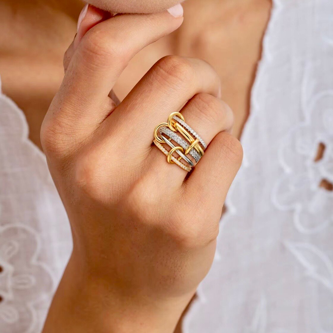 Кольцо наборное, циркон, Swarovski Zirconia, фианит