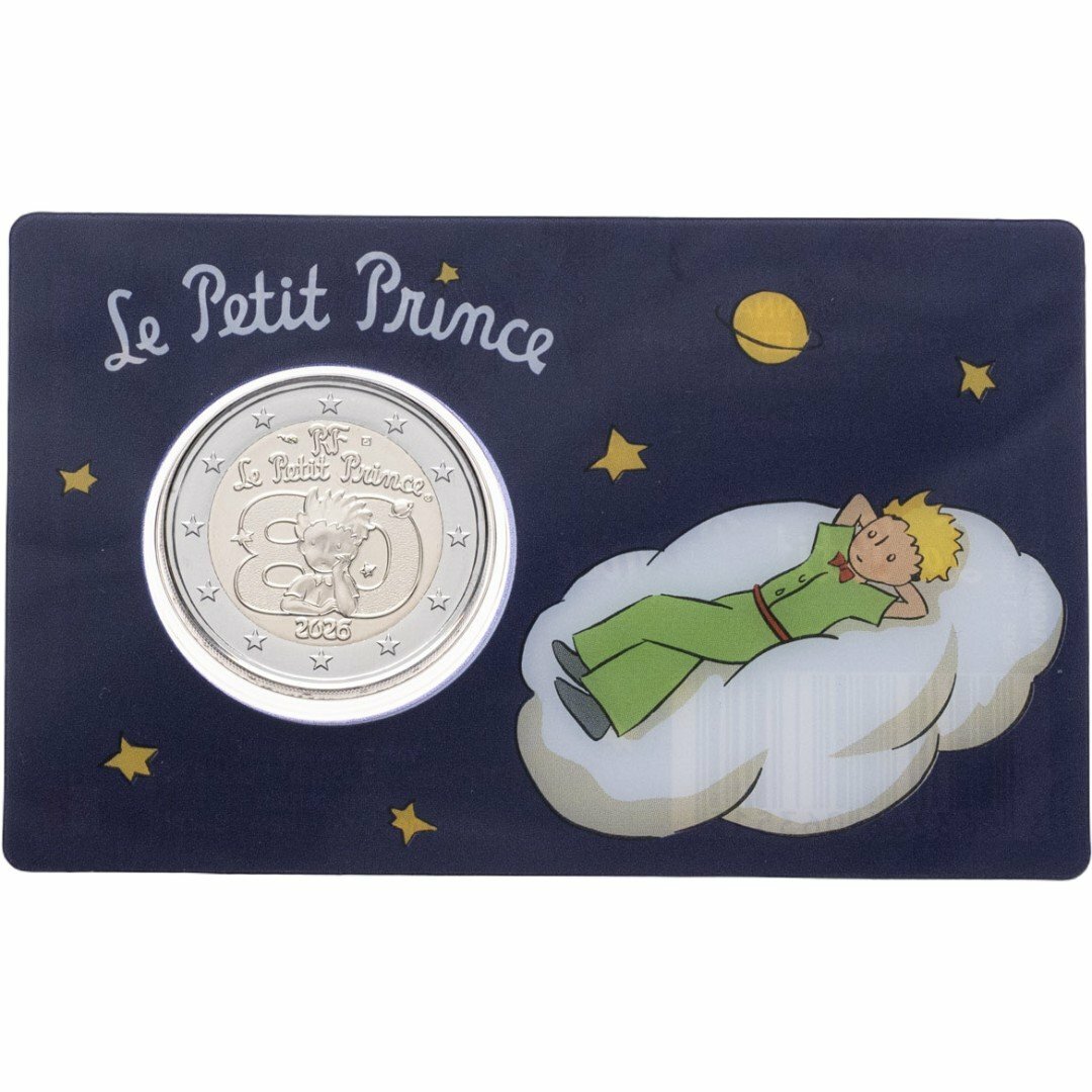 Франция 2 евро euro 2026 Маленький принц, в коинкарте номер коинкарты -случайный, Биметалл, в сохранности BUNC