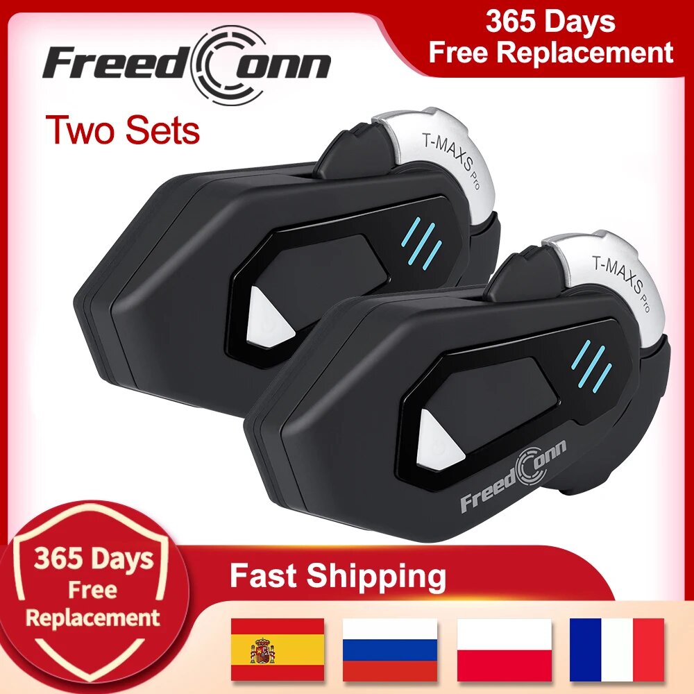 Беспроводная Гарнитура FreedConn Для Мотоциклетного Шлема: Bluetooth, Музыка, T Max S Pro - 2 Sets