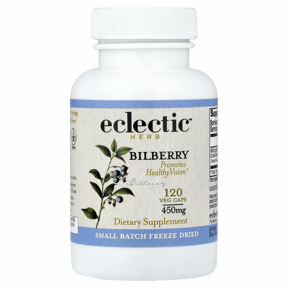 Eclectic Herb, сублимированная черника, 120 вегетарианских капсул (450 мг в 1 капсуле)