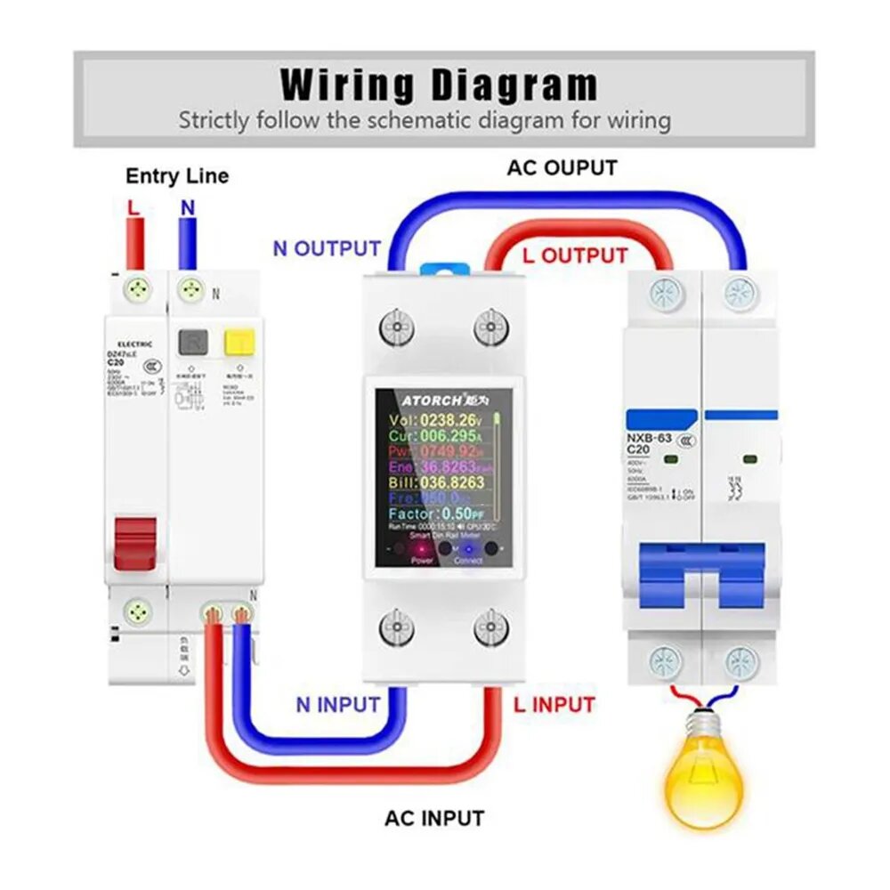 ATORCH Счетчик Электроэнергии GR2P На Рельсовом Ходу Tuya AC50-320V