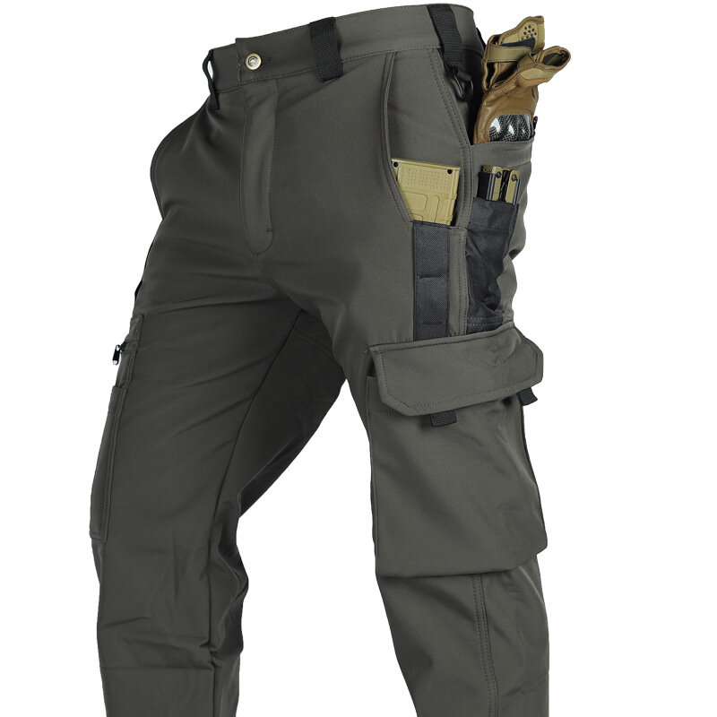 Новые тактические брюки New Beetle Softshell для мужчин, теплые походные брюки для активного отдыха с множеством карманов, водонепроницаемые и износостойкие тренировочные штаны.