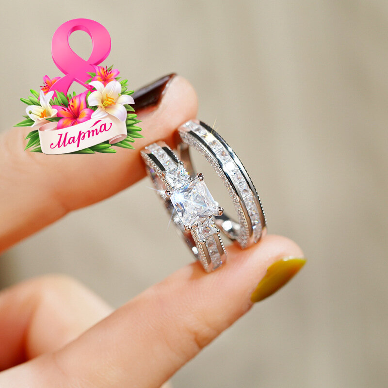 Кольцо помолвочное, фианит