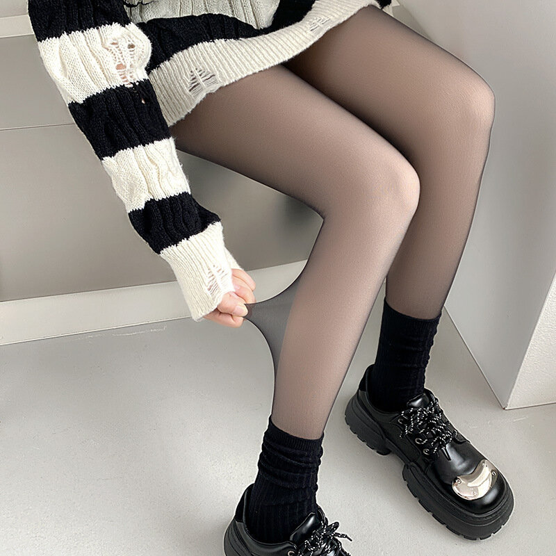 Колготки с плотностью 720 нитей, двойным слоем, утолщенные и с флисовой подкладкой, с эффектом натурального телесного оттенка, женские осенне-зимние утягивающие колготки.