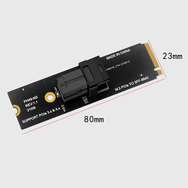 Карта адаптера M. 2 NVME - U2 NGFF Mkey Pciex4 SFF8643 SFF8639 Поддержка расширенной переходной платы Протокол