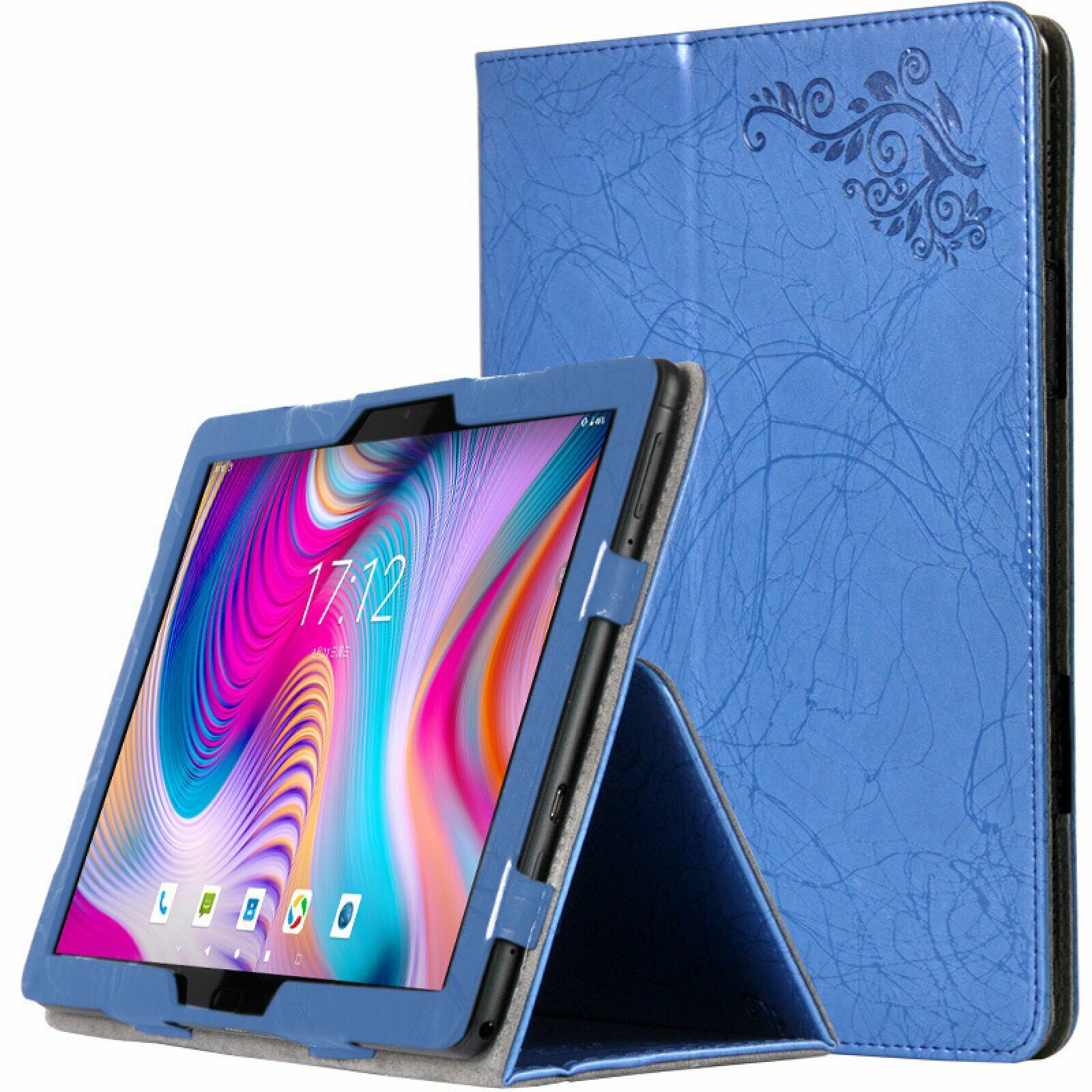 Чехол MyPads закрытого типа с узором для планшетов Teclast M40 и M40 Pro с держателем для руки, синий из эко-кожи