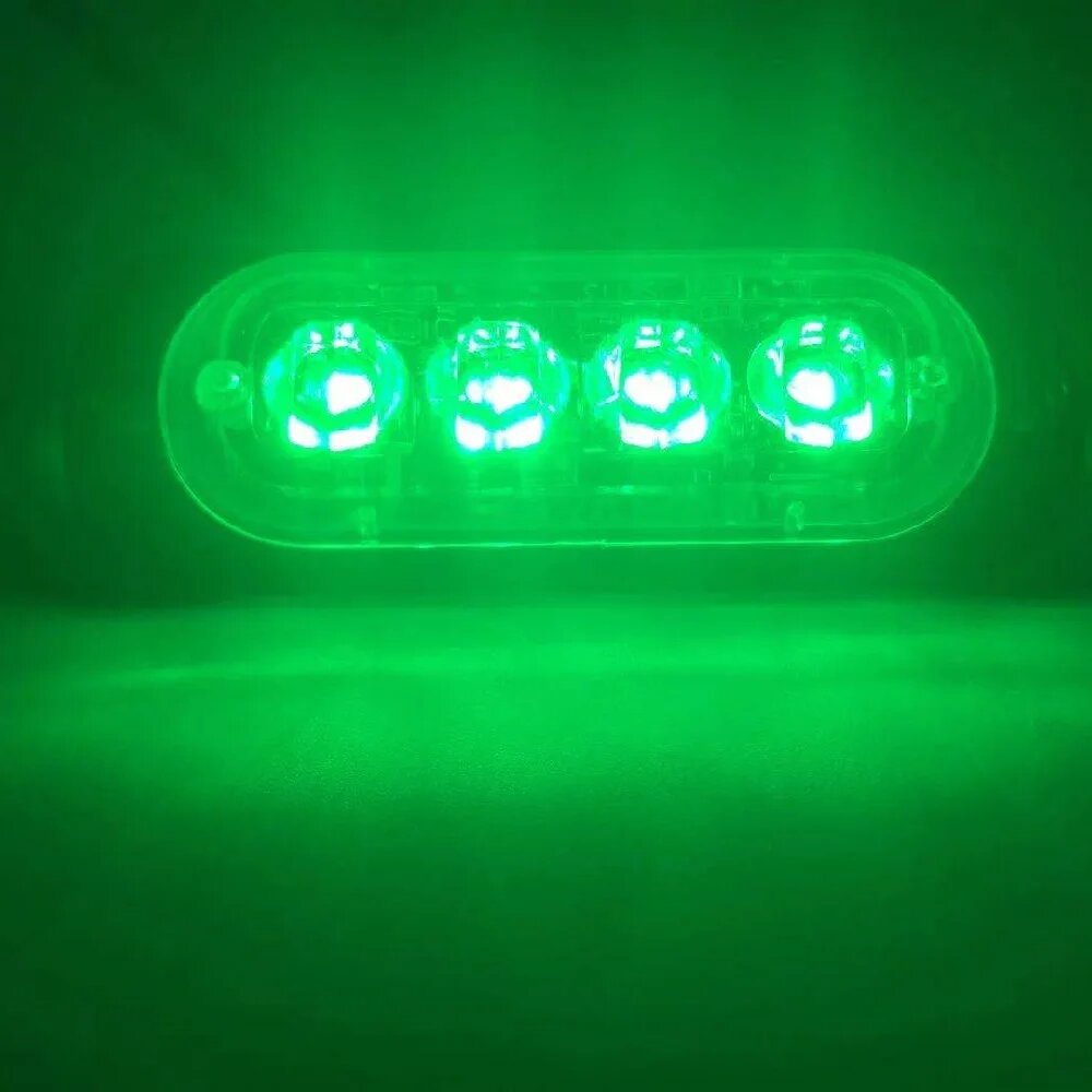 Автомобильный стробоскоп, 4 светодиода, для автомобиля, 12 В, 24 В, лампы аварийного сигнала, Green