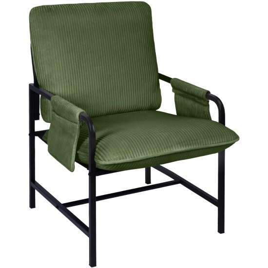 Кресло Brabix "Gentle LC-300", лофт, пружинный блок, ткань велсофт (плюш), оливковое, 533145