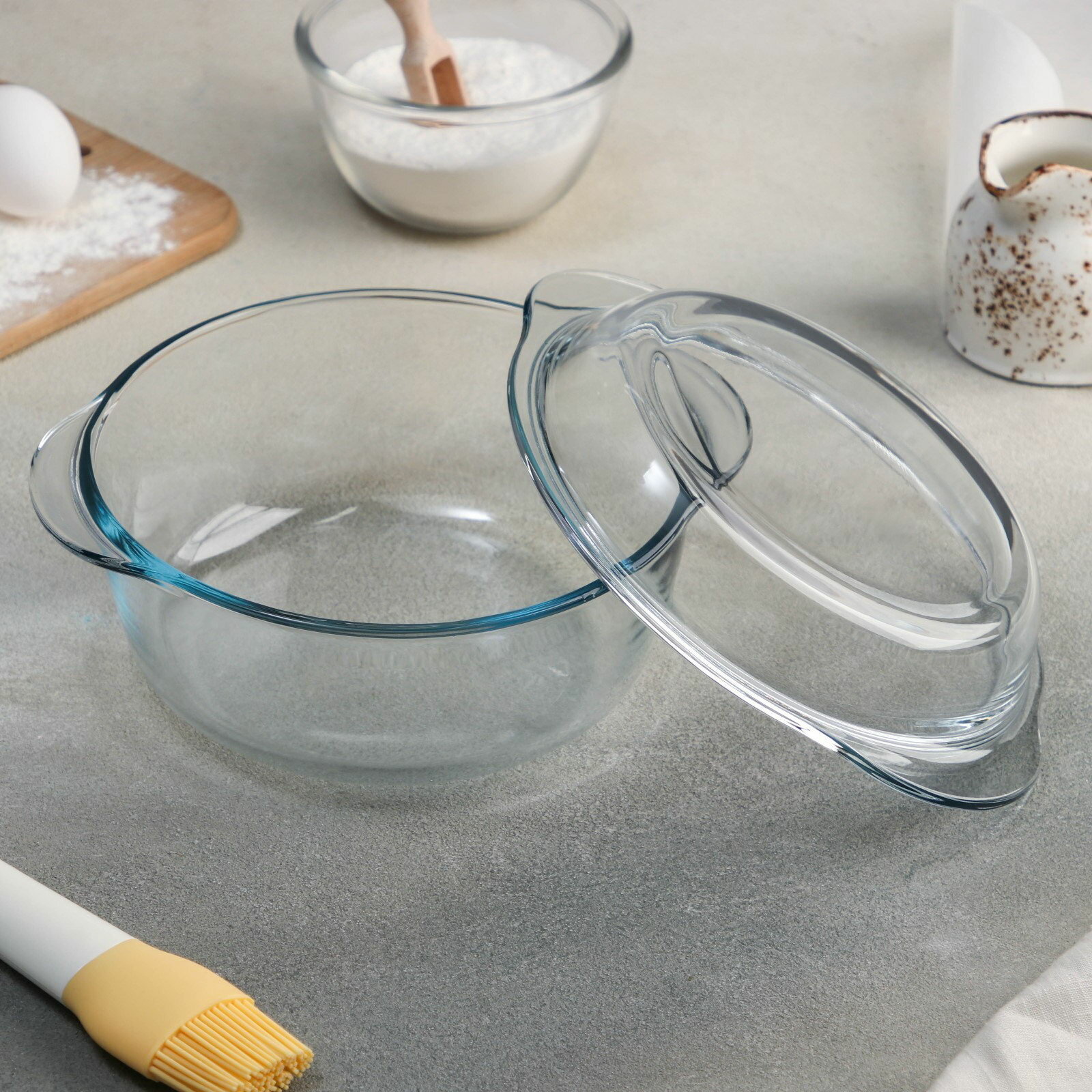 Форма для запекания из жаропрочного стекла Borcam, 1.5 л, с крышкой