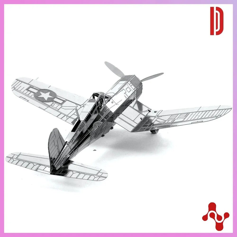 3D-пазл F4U CORSAIR, 100 элементов, металл, для сборки модели самолета, размер 8 см, для взрослых и детей старше 14 лет — фото 1