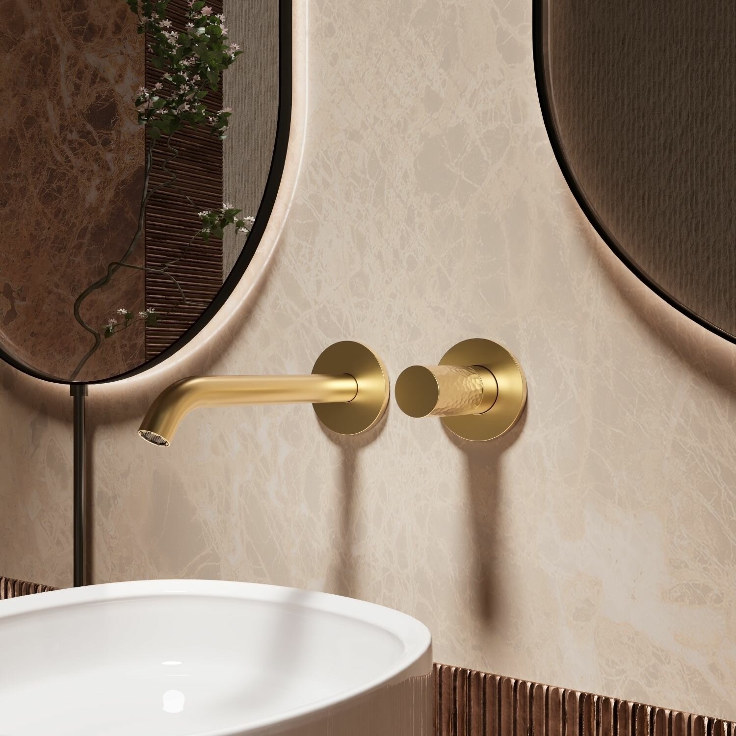 Смеситель для раковины Vincea Аура (Aura) VBF-6AU1BG, брашированное золото