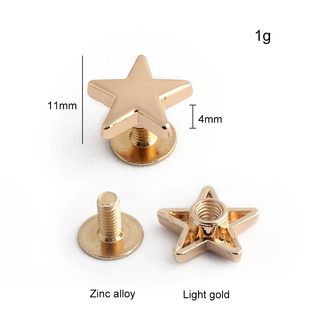Заклепки декоративные звездочки 11 мм, Lightg gold