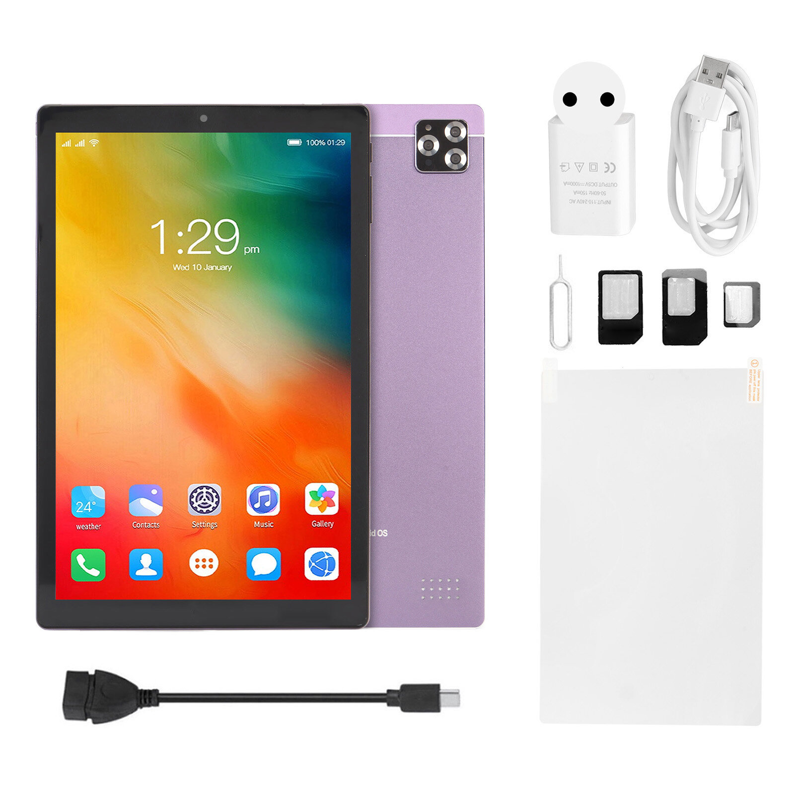 Планшет 10,1 дюйм 8 ГБ ОЗУ 128 ГБ ПЗУ 8ядерный, двойная камера, 4G LTE, 3 слота для карт, 7000 мАч,