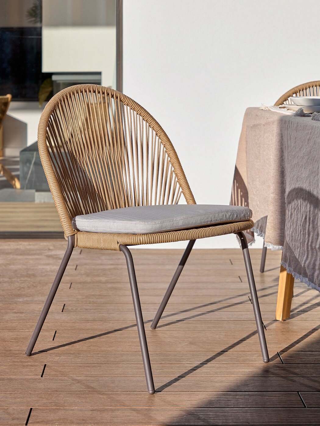 Стул La Forma Stad, штабелируемый, для улицы, металл, веревка, серый, нагрузка до 130кг