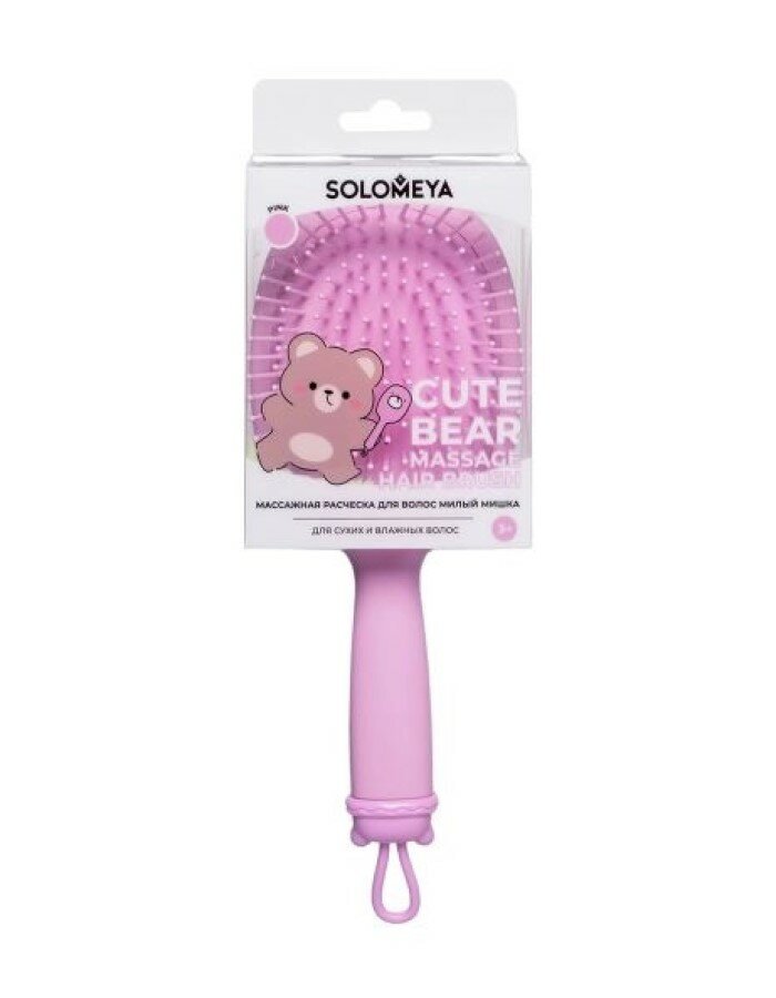 [Solomeya] Массажная расческа для волос Милый Мишка Розовая Cute Bear Massage Hair Brush Pink, 1шт