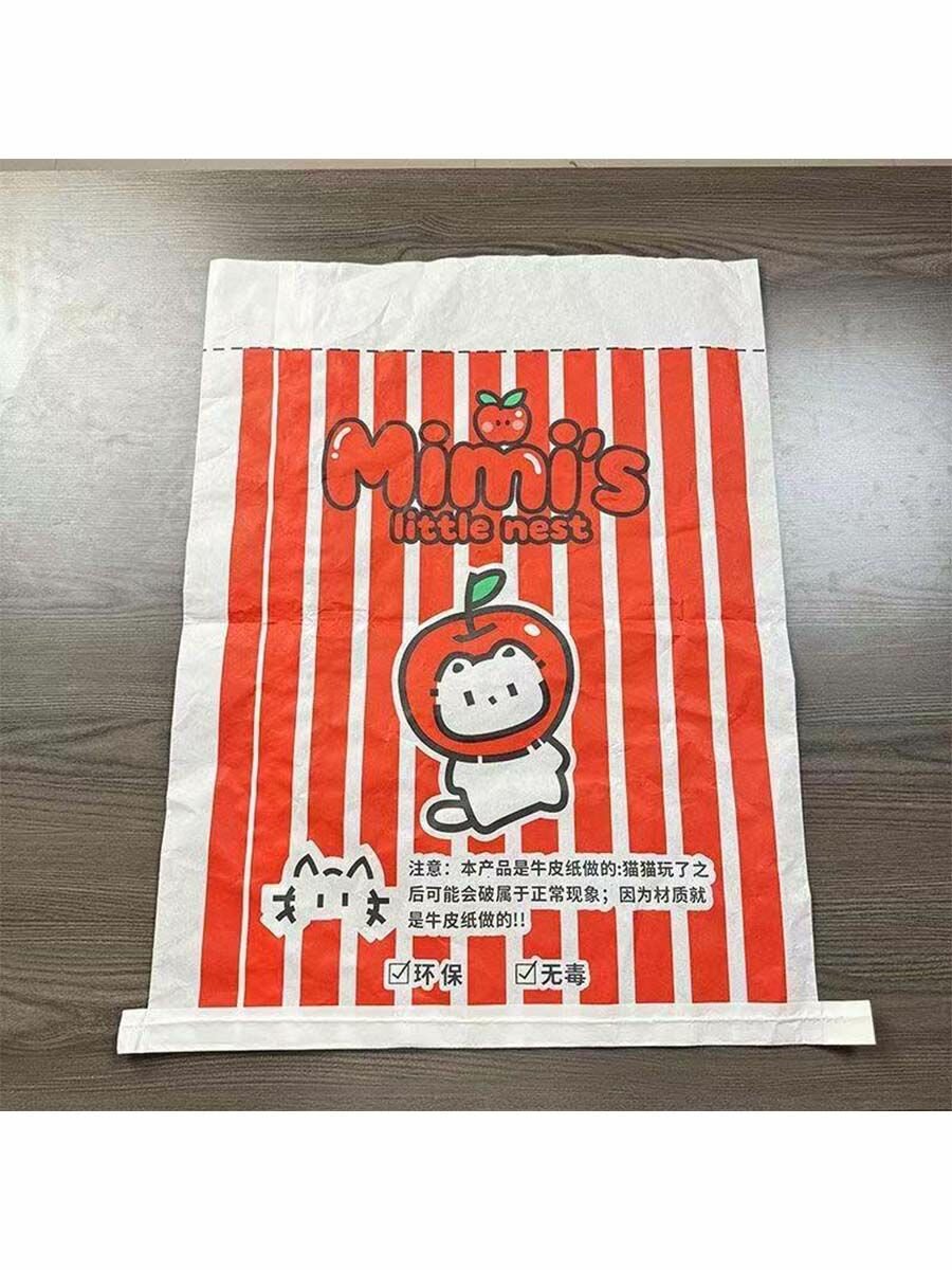 Игрушка пакет для кошек из крафт-бумаги 65x50 см / экологичный бумажный мешок-домик для кота / шуршащий тоннель