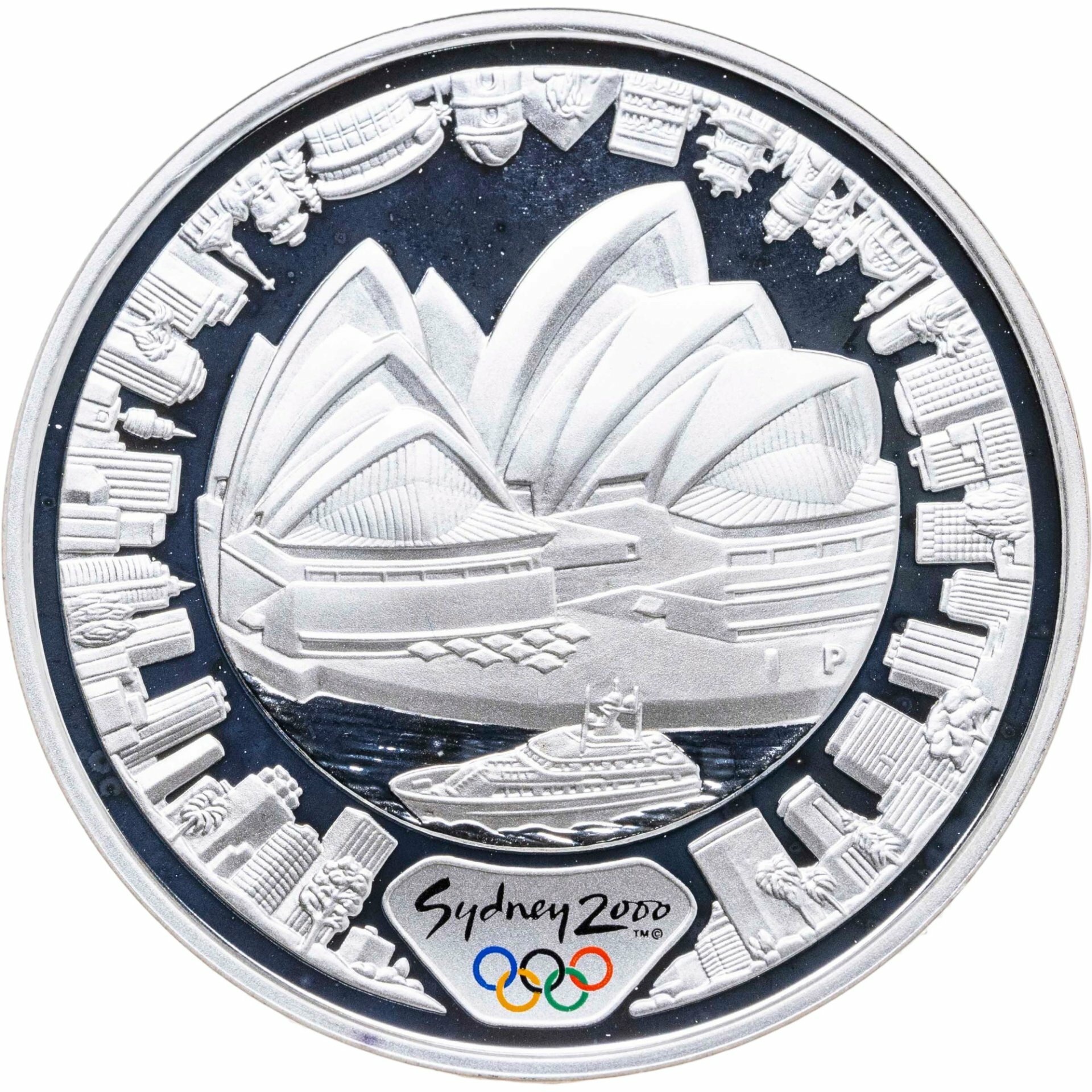 Австралия 5 долларов dollars 2000 "Олимпийские игры в Сиднее - Сиднейский оперный театр", Серебро 999, в сохранности Proof