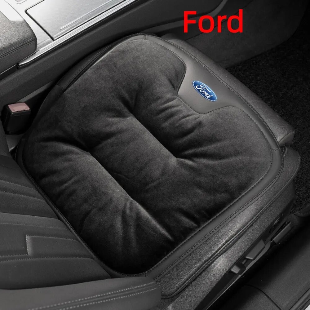 Подушка автомобильная Ford На сиденье, Бархат, 1 шт. Ортопедическая, черная