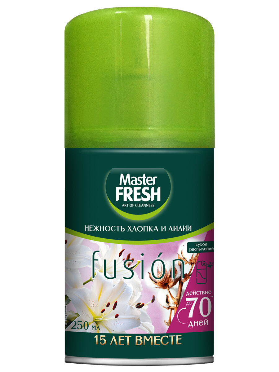 Освежитель воздуха Master Fresh Сменный баллон для автоматического спрея Нежность хлопка и лилии 250мл