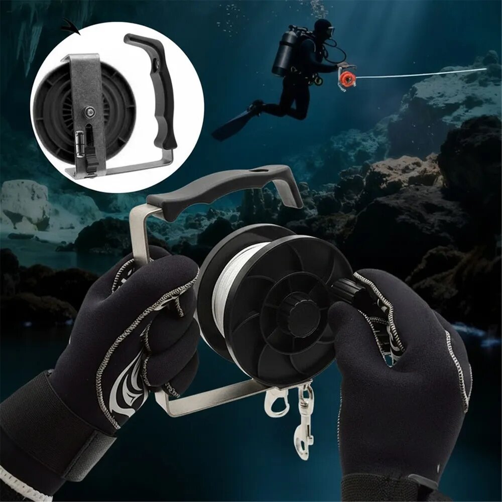 Milochic Аксессуары для дайвинга Дайв катушка Skip/Free/Stop 150FT String Dive Reel Черный — фото 1