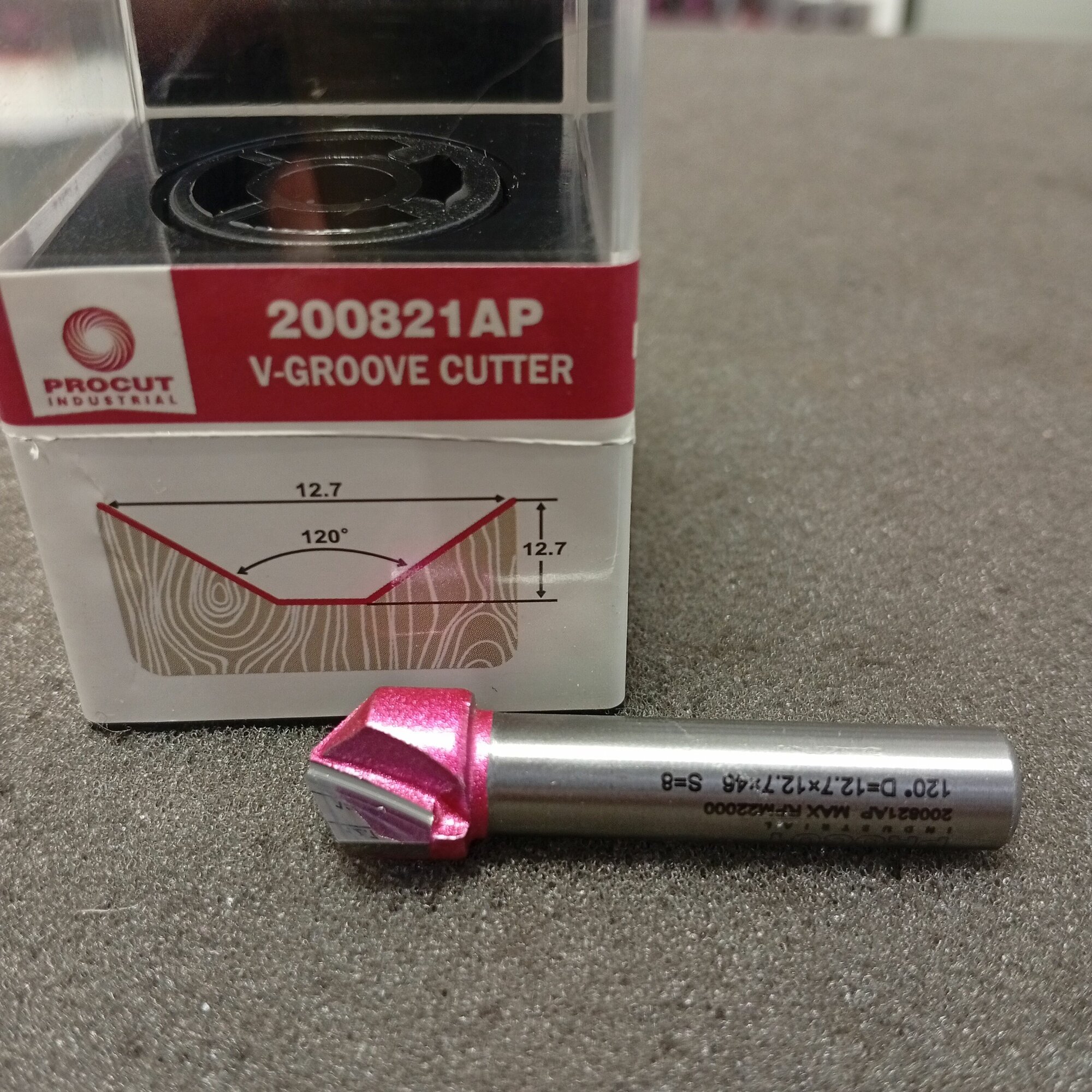 Фреза для сгибания алюминия и композитов ( для Alucobond ) V 120 гр проф. серия Z 2 D 12.7x12.7x46 (d1 2.29. i1 3.78) S 8 PROCUT