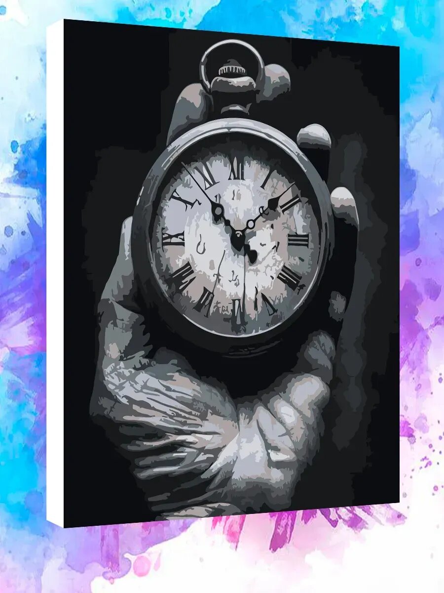 Картина по номерам Часы Время Рука