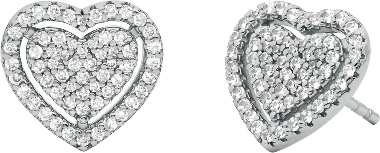 Серьги пусеты, серебро, 925 проба, фианит