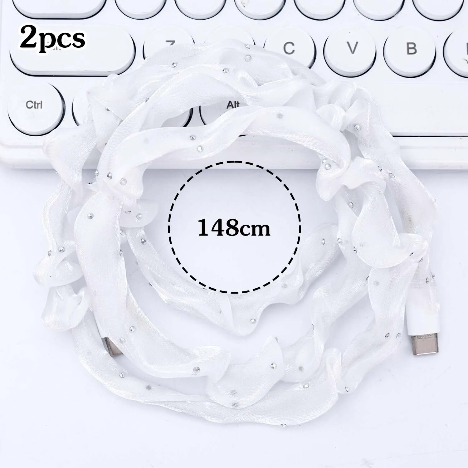 Белый сетчатый чехол для кабеля USB Type-C 2шт