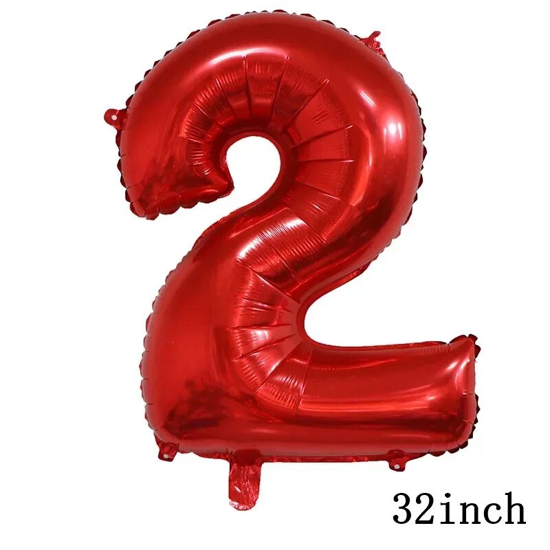 Красный шарик цифра 2, 32 дюйма