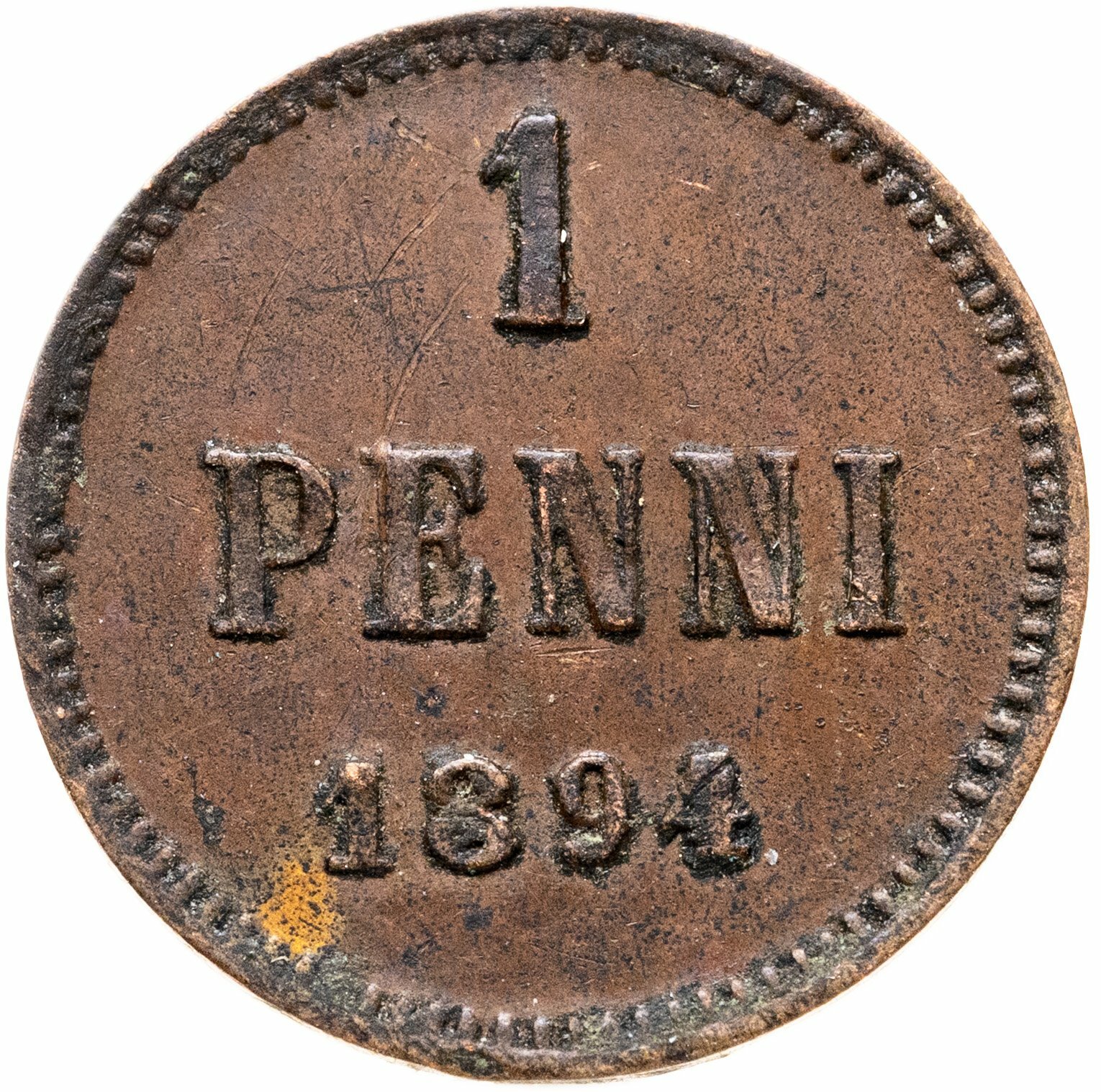 1 пенни 1894, монета для Финляндии, Медь, в сохранности VF-XF