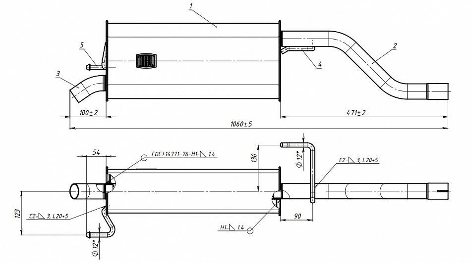 Глушитель для а/м Opel Corsa D (06-) 1.2i осн. (алюм. сталь) (EMM 1016)
