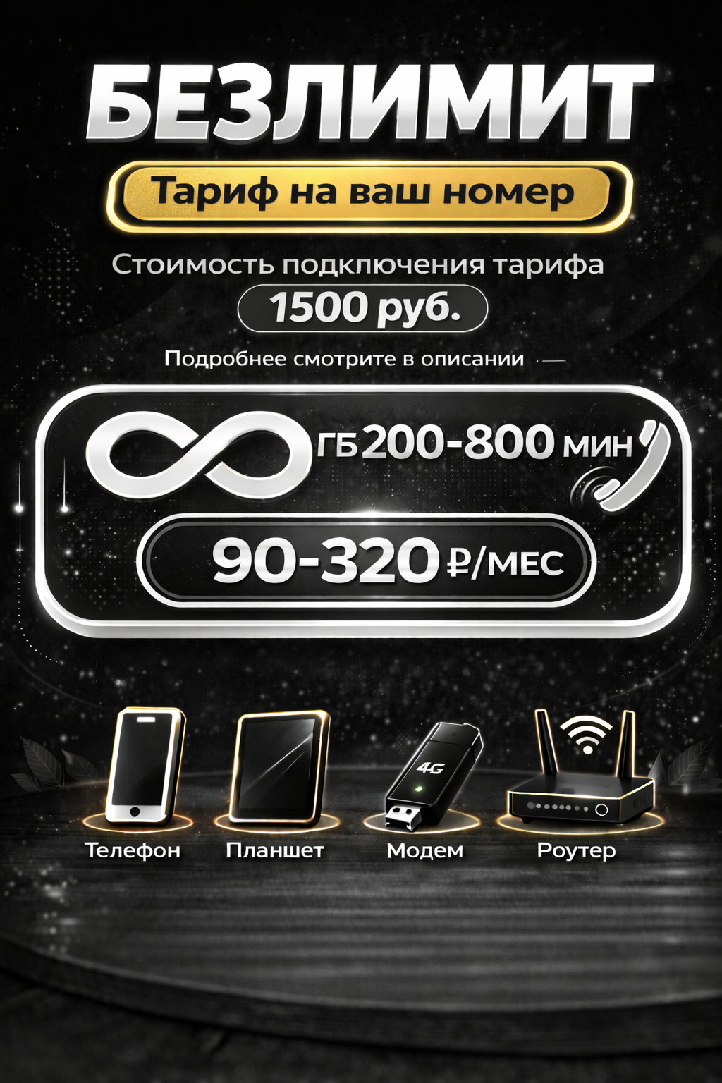 Сим-карта с безлимитным интернетом, для телефона, модема и роутера