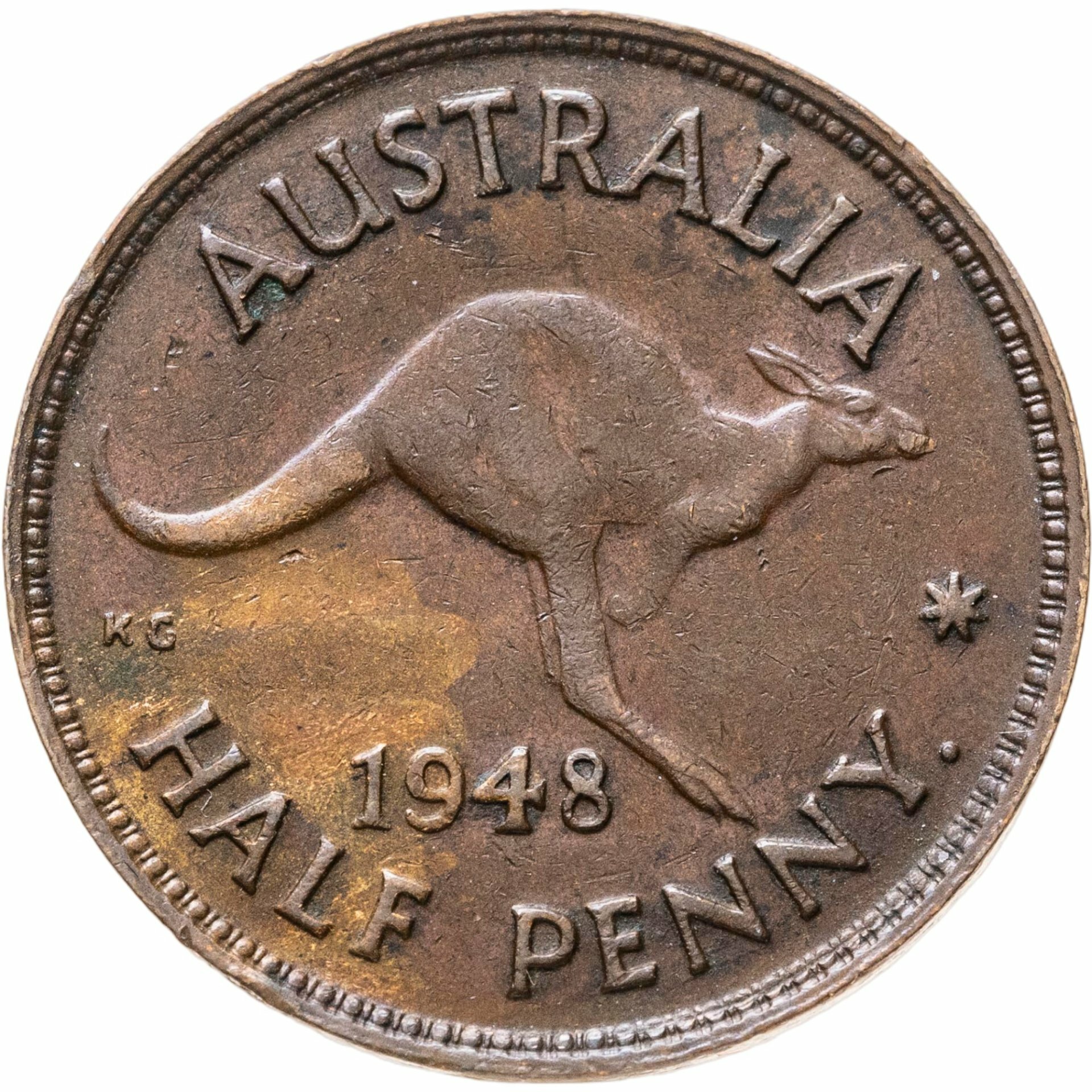 Австралия 1/2 пенни (penny) 1948 Точка после "PENNY"