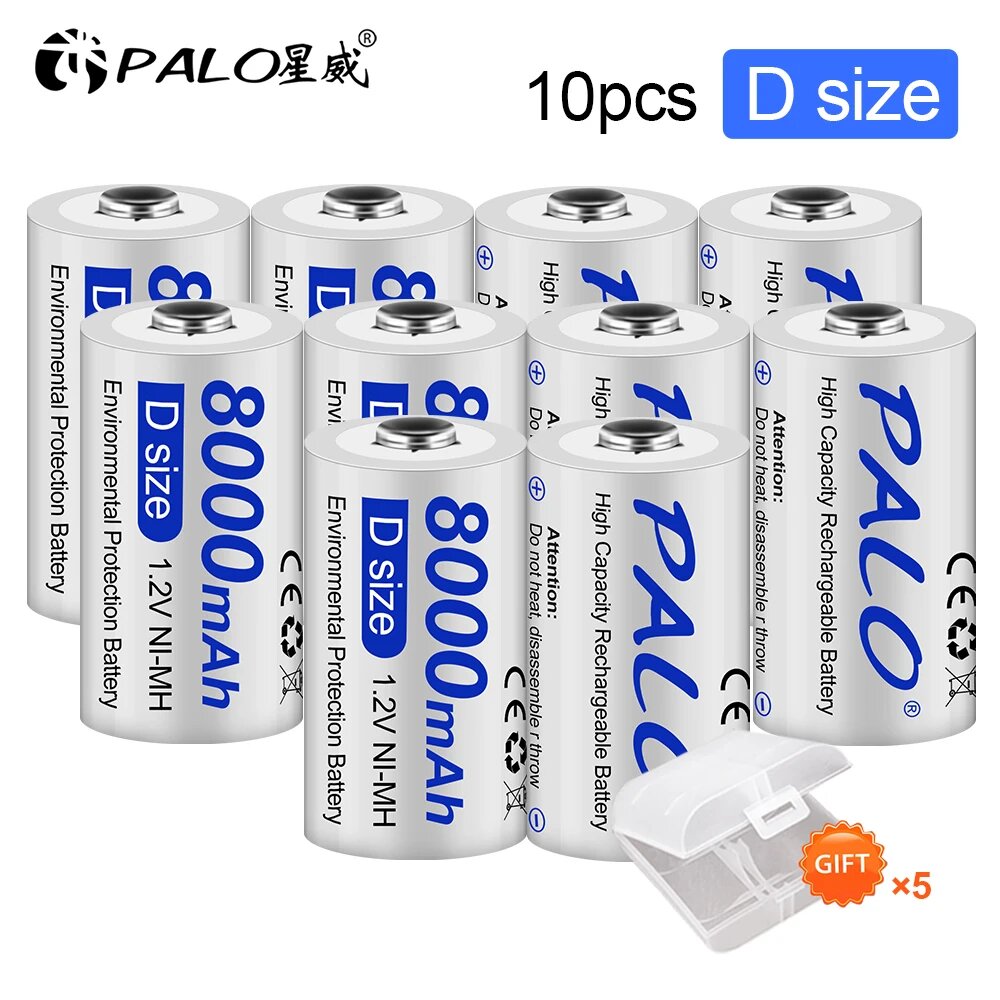 Аккумуляторная батарея Palo, Ni-Mh батарея для газовой плиты, размер D, 1,2 в, 8000 мАч, 1-12 шт.