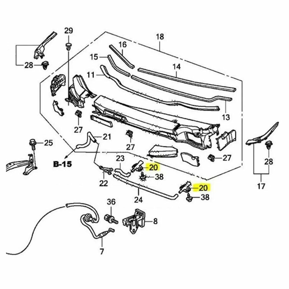 2 шт. Форсунка омывателя лобового стекла 76810-TF0-G01 для Honda