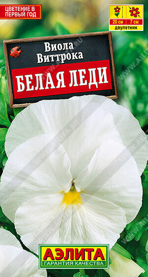 Семена цветов аэлита "Виола Белая Леди", высота 15-20см, диаметр цветков 6-7см