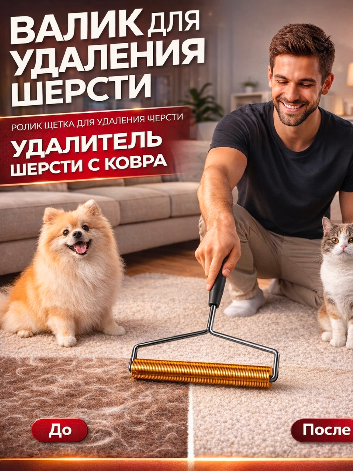 Скребок для чистки ковра и одежды от шерсти животных, щетка от шерсти